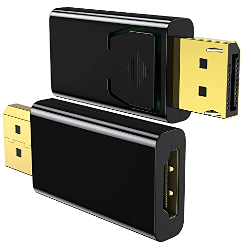 KUXIYAN Displayport to HDMI Adapter (2Pack) 1080P Gold Plated Dp to HDMI Converter Male to Female 1.3V Black