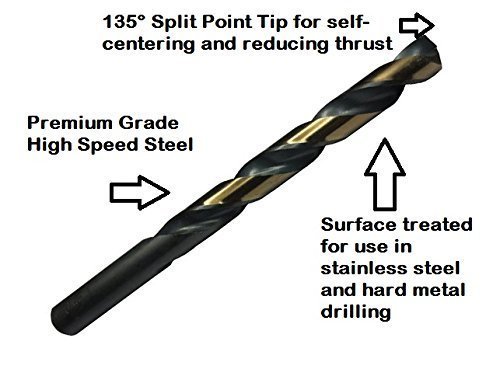 Drill America - KFD15J-SET 15 Piece Heavy Duty High Speed Steel Drill Bit Set with Black and Gold Finish, KFD Series
