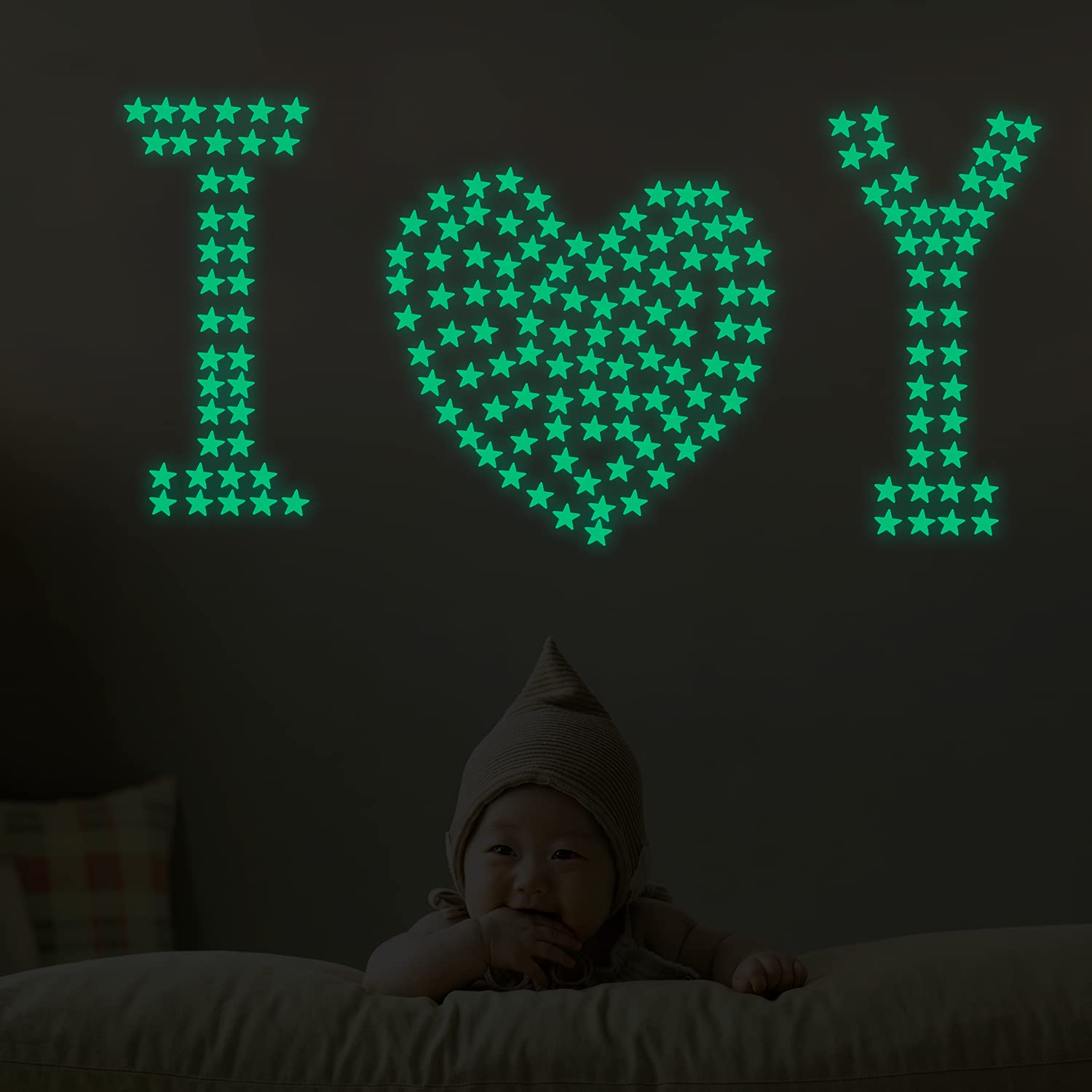 Glow in The Dark Stars with Moon,Wall Stickers for Kids,200 Stars with 1 Moon,300 Stickers