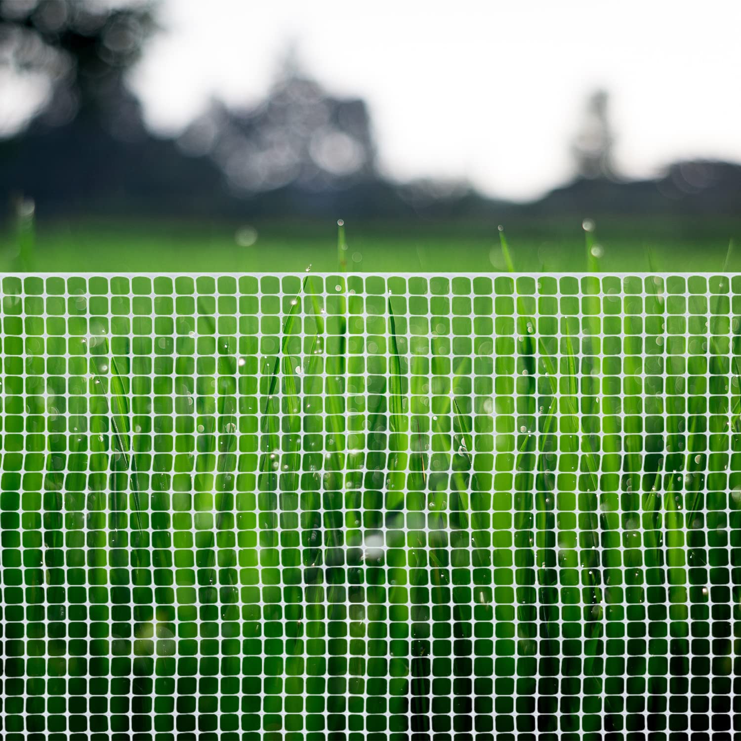 BOEN Garden Fence Temporary Barrier Outdoor Fence for Dog, Rabbit or Deer, Garden Netting Plastic Mesh Plant Protection (40" x 25', White)