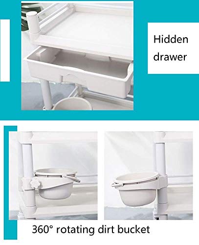 for Storage Organizer,Shelving Unit on Wheels,Hospital Equipment Trolley with Drawer/White/54 * 37 * 98Cm, PIBM, White, 64 * 44 * 98Cm