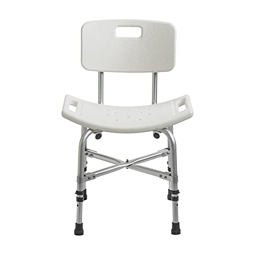 Drive Medical 12021KD-1 Bariatric Heavy Duty Bathroom Bench with Back, Gray