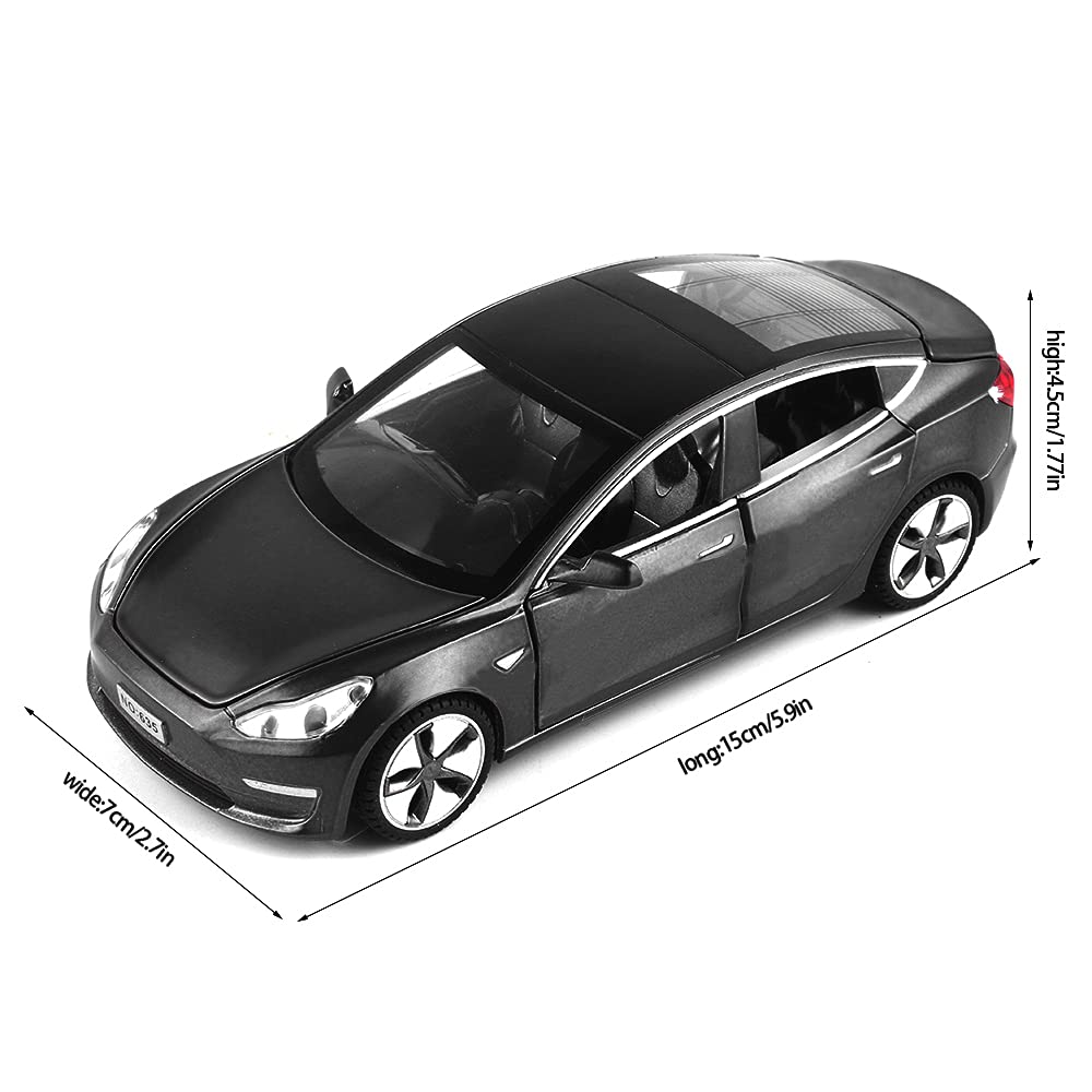 Model 3 Toy Car 1:32 Scale Alloy Car Model 3 Diecast & Pull Back Toy Vehicles Car Toy for 3 to 12 Years Old Toddlers Kids Toy Gift - with Lights and Music (Black)