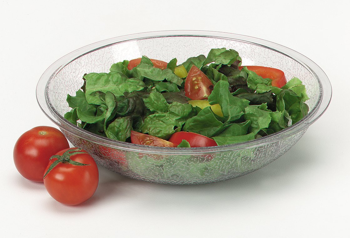 Carlisle FoodService Products 721207 Round Pebbled Salad Serving Bowl, 5.5 Quart, Clear
