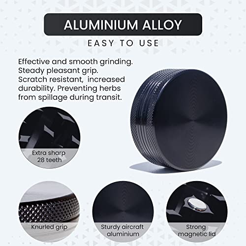 Small Thin Herb Chromium Crusher Grinder 2 inch (Black Color)