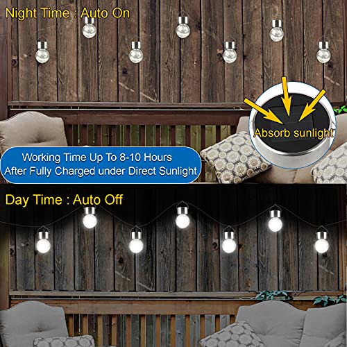 lynn White Solar LED Hanging Light,Glass Ball Lighting for Garden Home Wall Decor