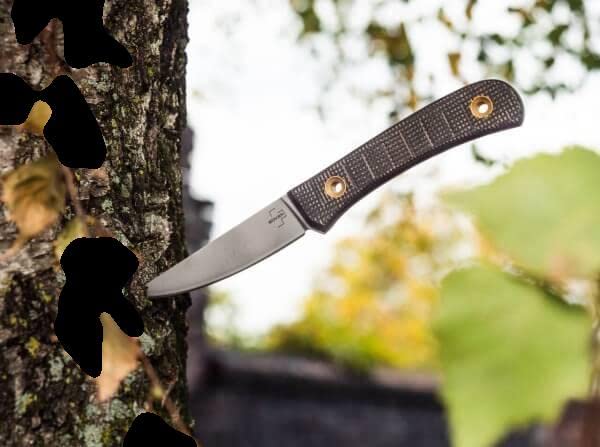 Boker Plus Bark Beetle - 3.62" 1095 Matte Coated Carbon Steel Blade with Olive Green Canvas Micarta Scales and Leather Sheath Designed by Sandor Hegyes - 02BO039