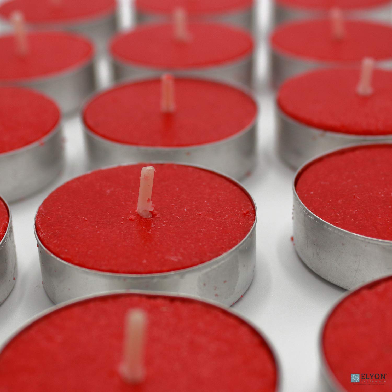Elyon 96 Apple Cinnamon Scented Red Wax Tealight Candles in Tin Holder, Pleasant Fragrance 4 Hour Burn-Time
