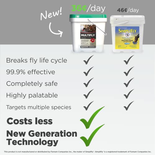 Formula 707 MultiFly Feed-Thru Fly Control Pellets for Horses - Palatable & Safe Fly Population Reduction (10 LB Bucket - 182 Servings)
