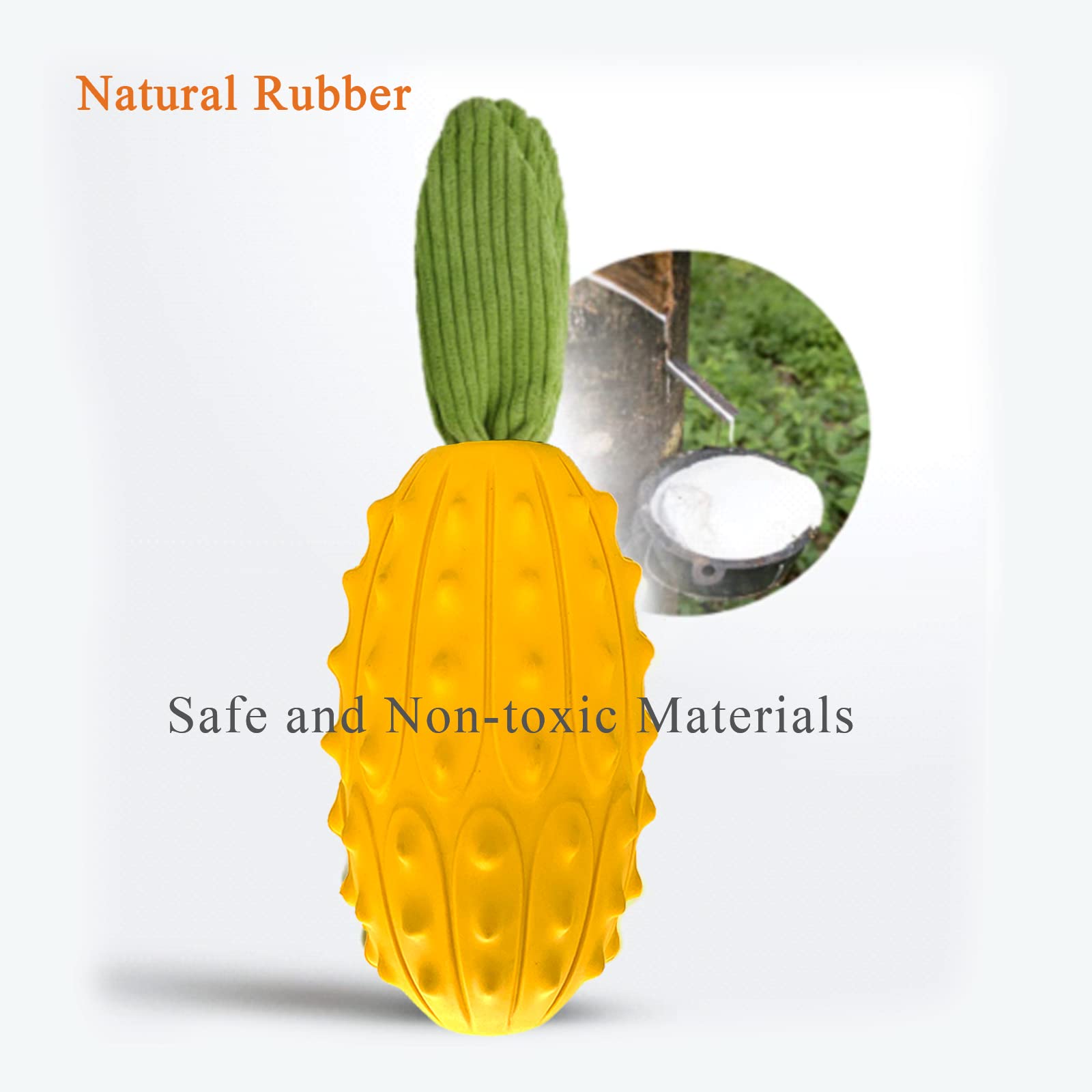 Potato Brothers-Durable Dog Chew Toys,Pet Squeaky Toys- Fetch Mate, for Middle-Large Sized Aggressive Chewers, Safe Natural Rubber, Teeth Cleaning(Kiwano-Shaped)