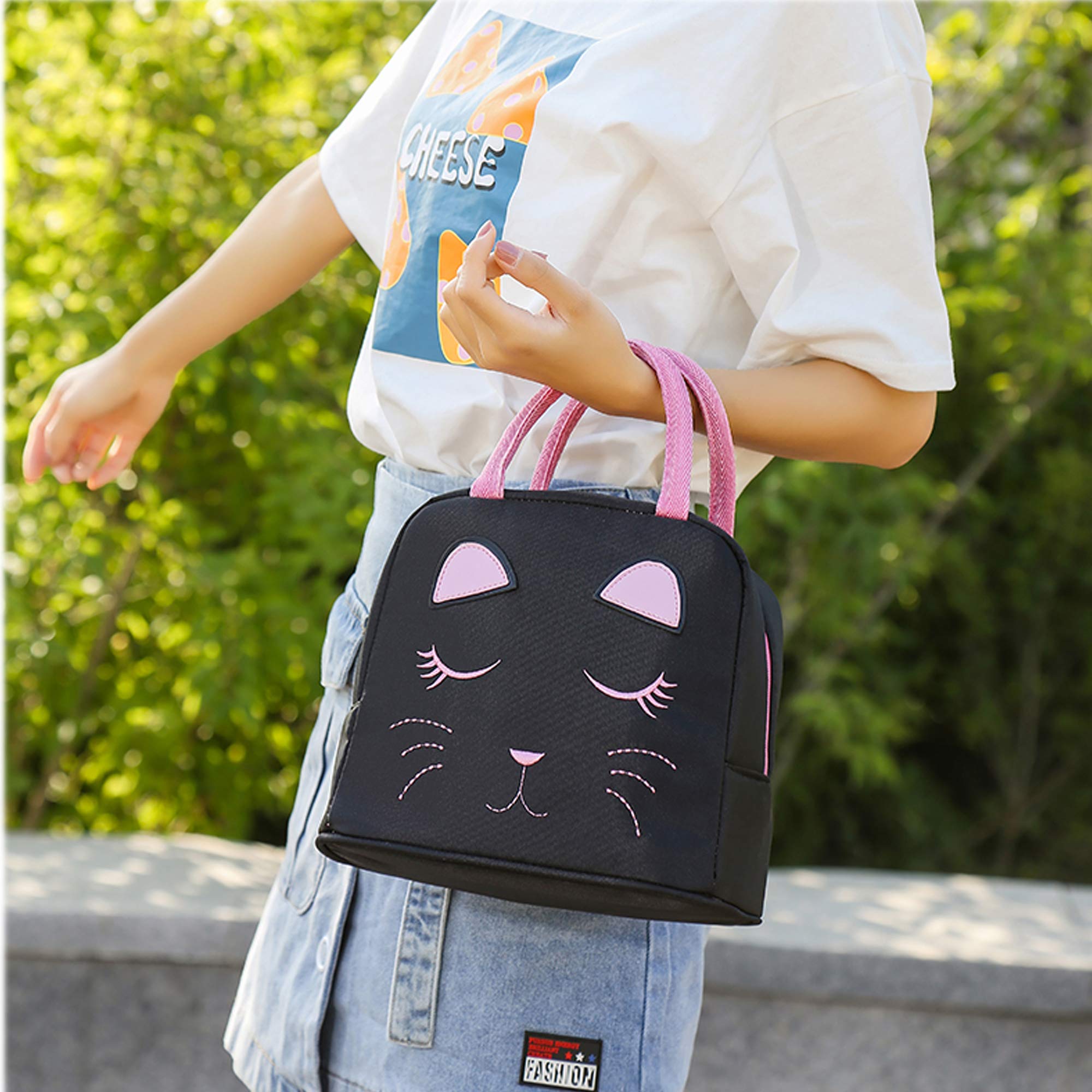 Backpacks for Girls,Kids Backpack Cat Face Backpack for Teen Girls Backpack for Girls Elementary School (Black Set-Large)