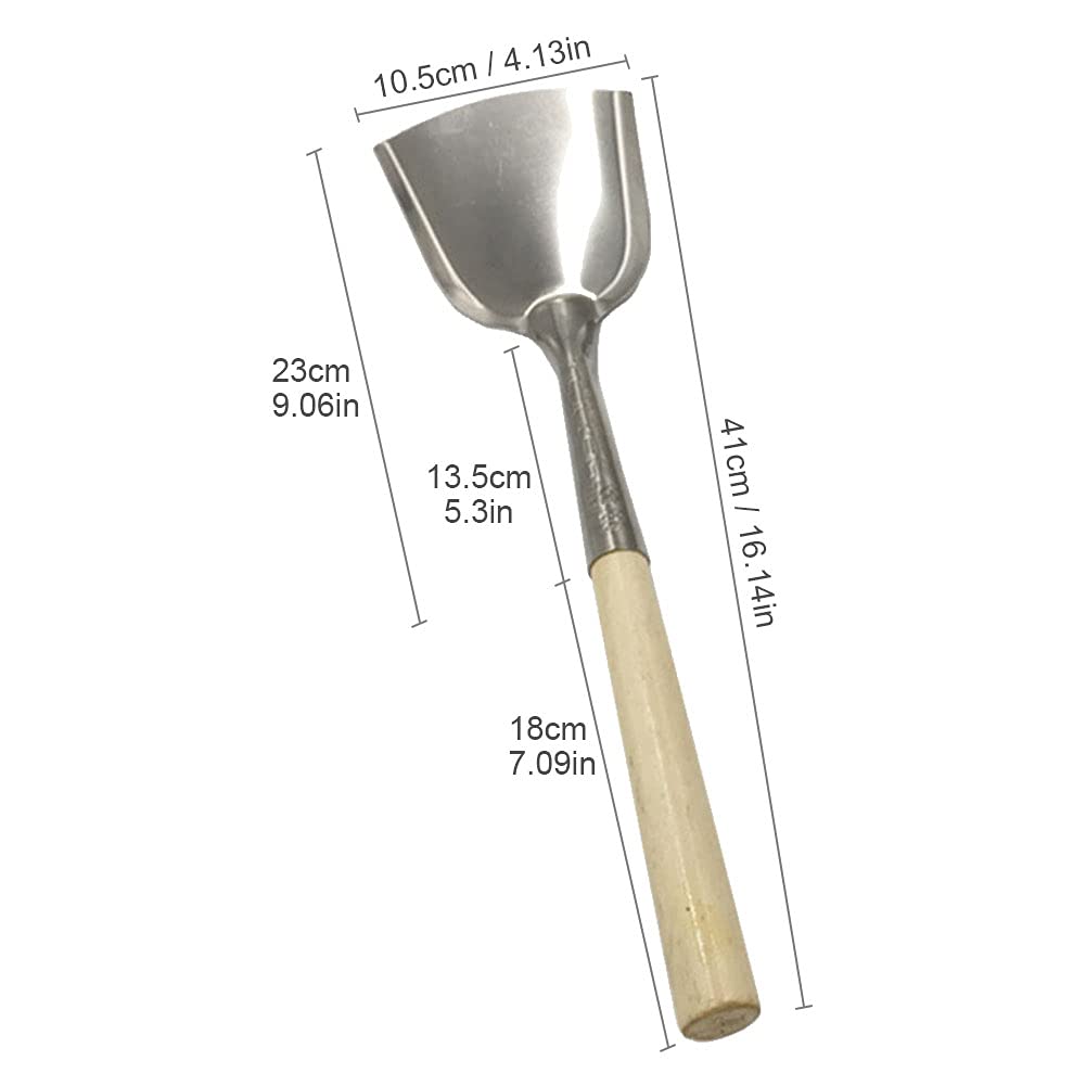 MOFUCA Fireplace Ash Shovel Heat Resistant Stainless Steel Ash Dust Pan with Wood Handle Winter Fireside Fire Accessories,1pc