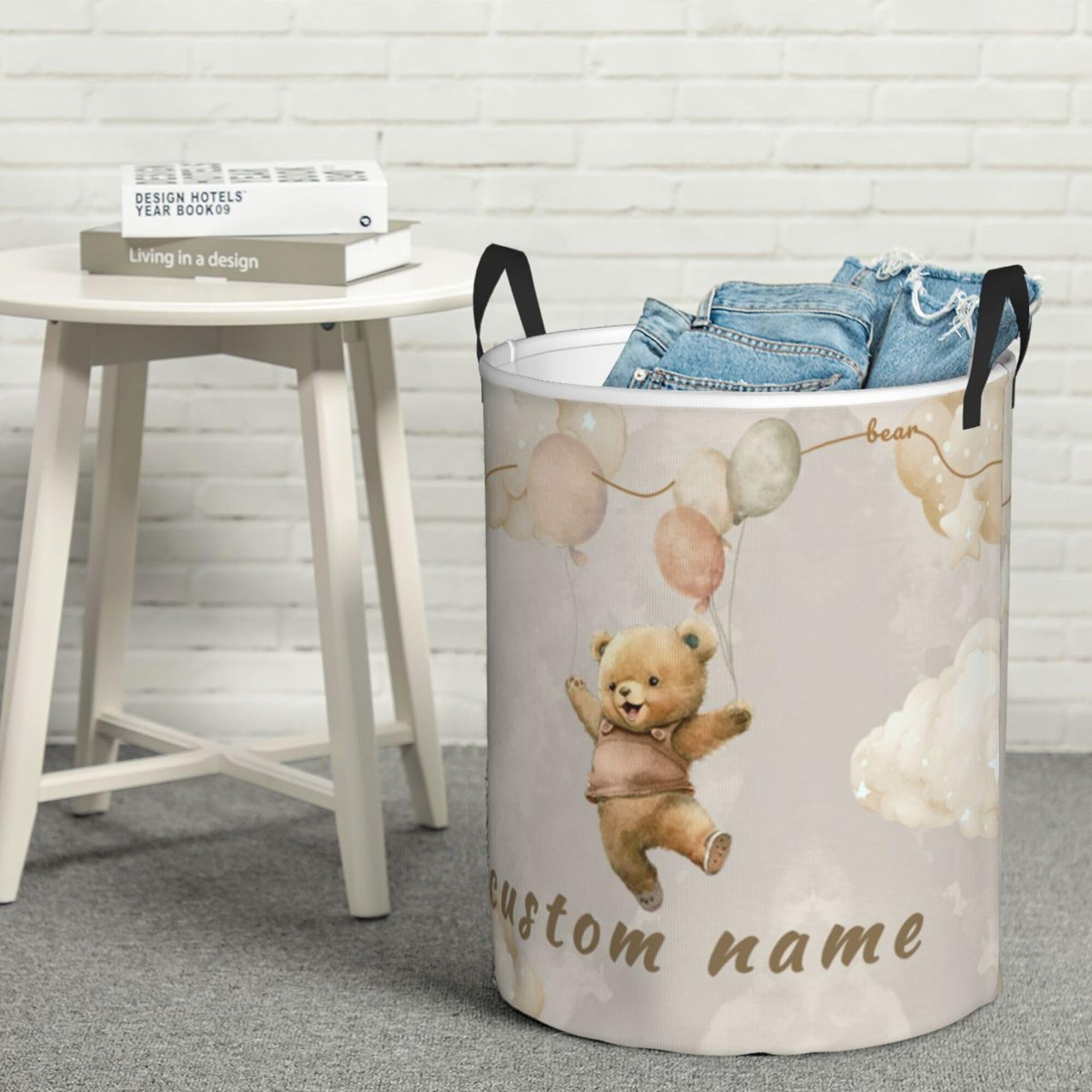 Custom Laundry Basket with Name Personalized Baby Laundry Hamper Customized Collapsible Storage Basket with Handle for Living Room Bedroom