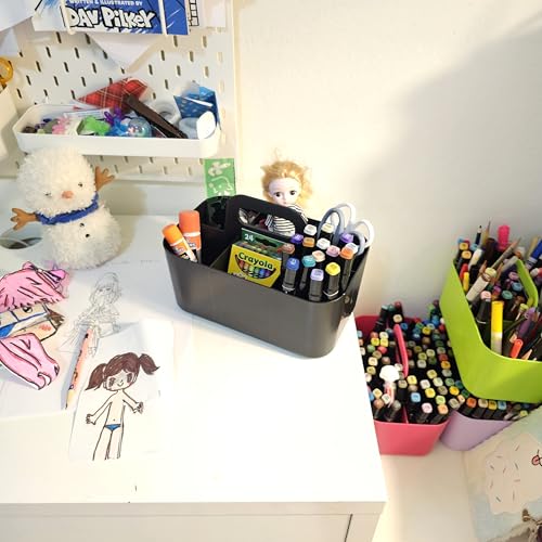 Enjoy Organizer - Small Stackable and Portable Simple 6-Compartment Caddy - Made In USA (Black)