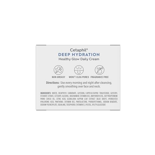 Cetaphil Deep Hydration Healthy Glow Daily Face Cream, 1.7 oz, 48 Hour Dry Skin Face Moisturizer for Sensitive Skin, With Hyaluronic Acid, Vitamin E & Vitamin B5