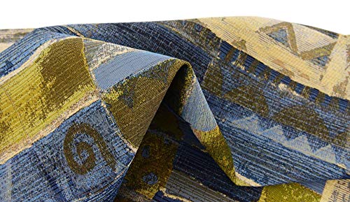 Unique Loom Outdoor Modern Collection Area Rug - Glyph (8' x 11' 4" Rectangle, Blue/ Beige)