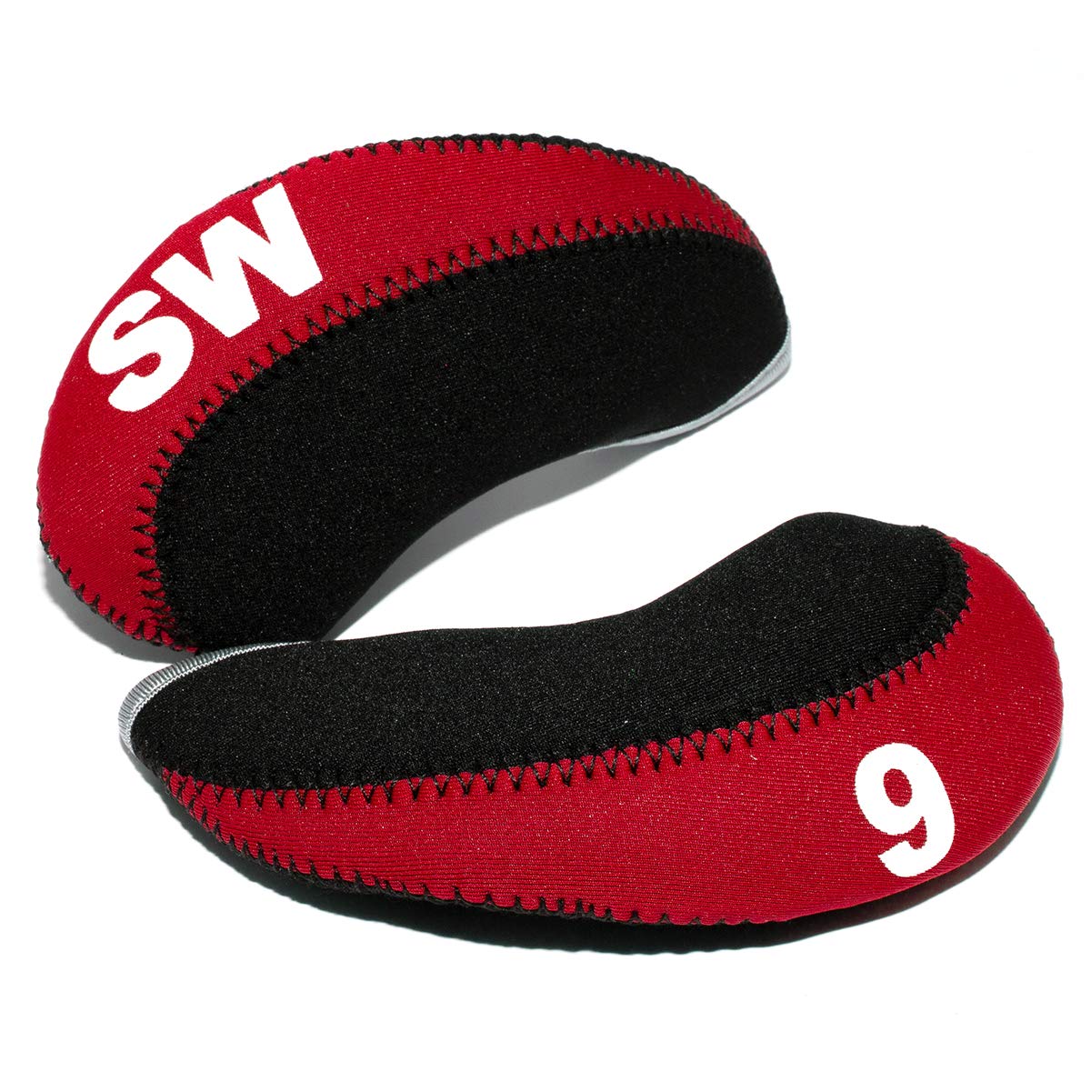 Big Number Neoprene Golf Iron Covers Set - Club Head Covers - Wedge Iron Protective Headcover for Callaway, Ping, Taylormade, Cobra, Mizuno (red/Black 11pcs)