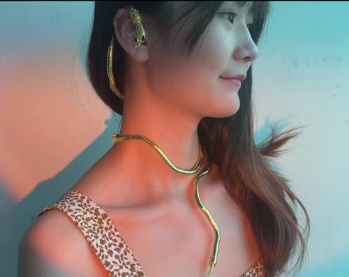 LAKIYOYO Bendable Snake Bracelet for Women Adjustable Punk Snake Choker - Flexible Multi-Purpose Medusa Necklace Hollween Jewelry（gold）