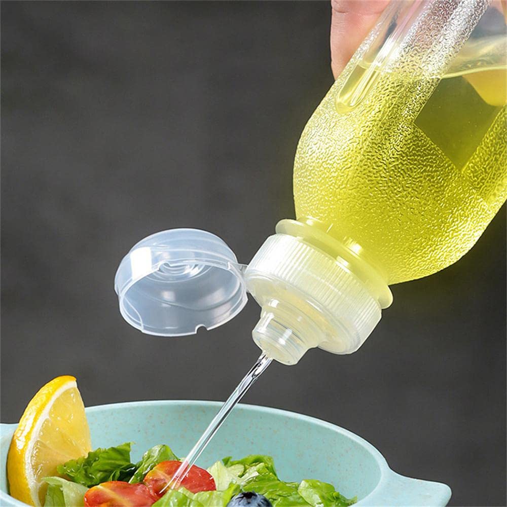 CHENSHUO Plastic Squeeze Bottle, Clear Condiment Squeeze Bottle, With Silicone Valve Non Return Cap,Suitable for Oil, Honey, BBQ Sauce and Condiments,18 OZ Anti Slip Squeeze Bottle,2 Pieces