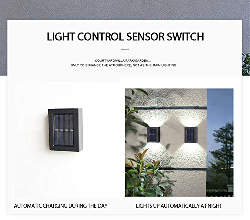 LOOCOO 2 LED Solar Wall Light UP and Down Illuminate Outdoor Sunlight Sensor Lamp IP65 Waterproof Modern Nordic Style Decor for Home Garden Porch