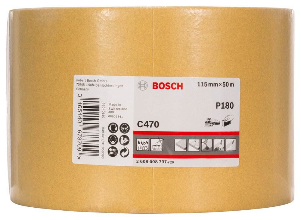 Bosch Pro Sanding Roll Best for Wood and Paint for Wood and Paint (115 mm, 50 m, 180 Grit, C470)
