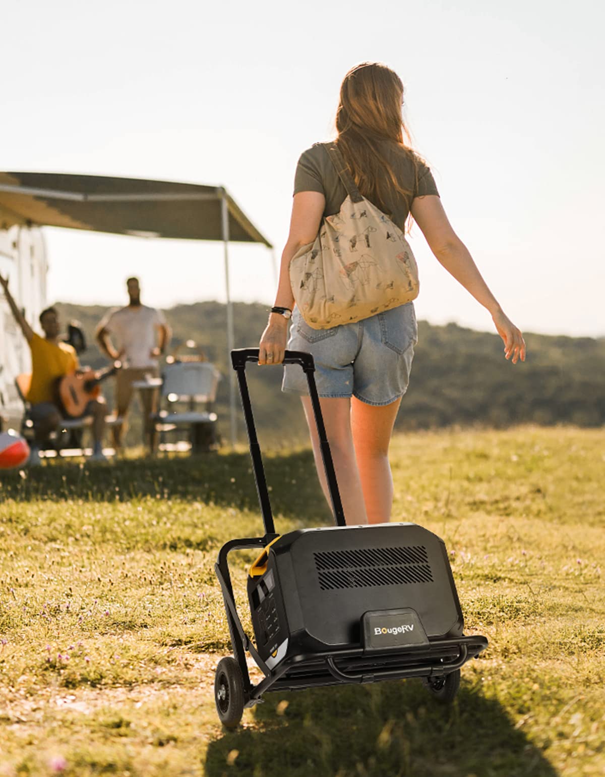 BougeRV Folding Hand Truck for Power Station,with Casters Foldable Lightweight Silent Compact Load-Resistant Trolley Car for Travel, Camping, Moving