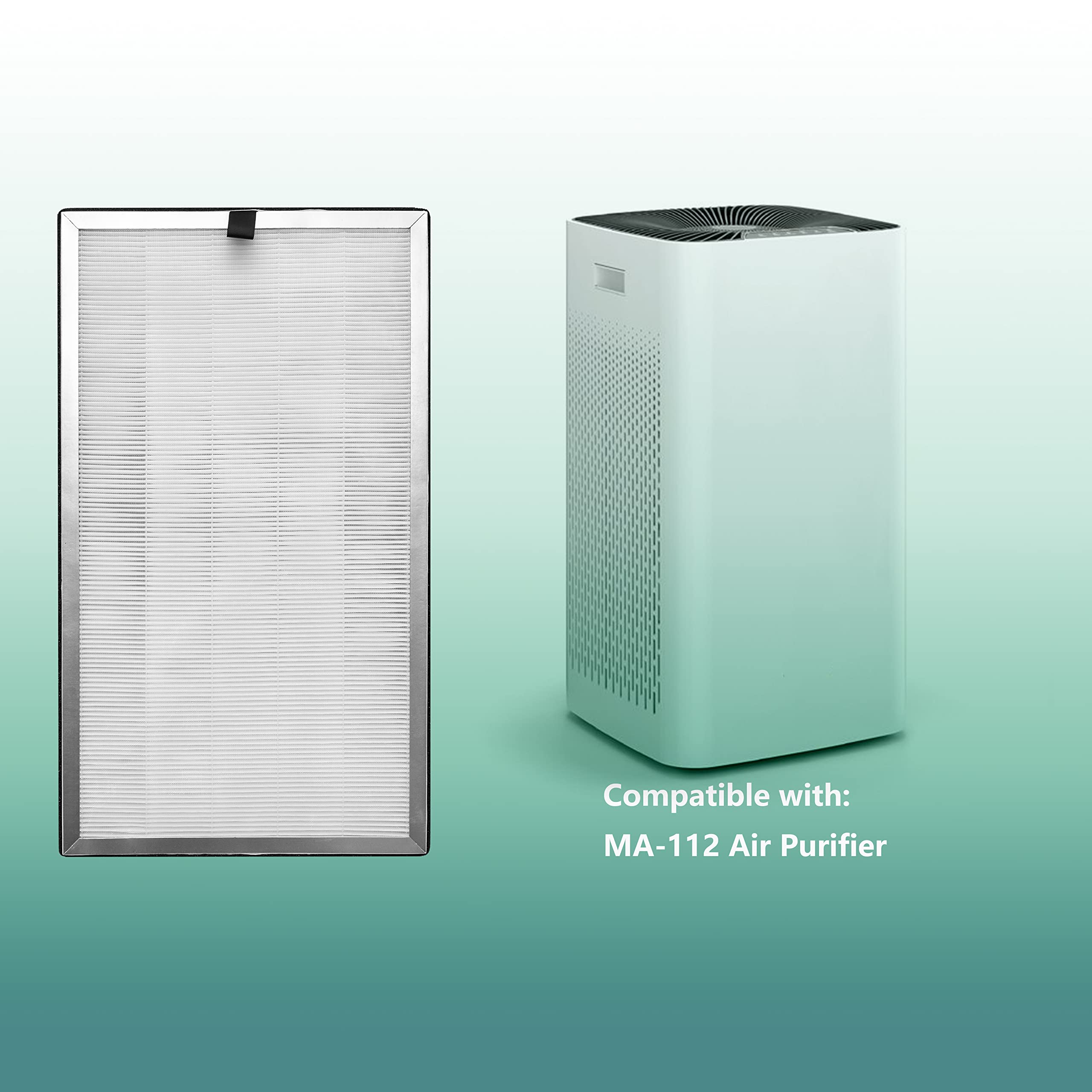 MA-112 Replacement Filter, Compatible with Medify MA 112 Air Purifier, 3 in 1 with Pre-filter, H13 True HEPA Filter and Activated Carbon for 99.9% Removal, 2 Pack