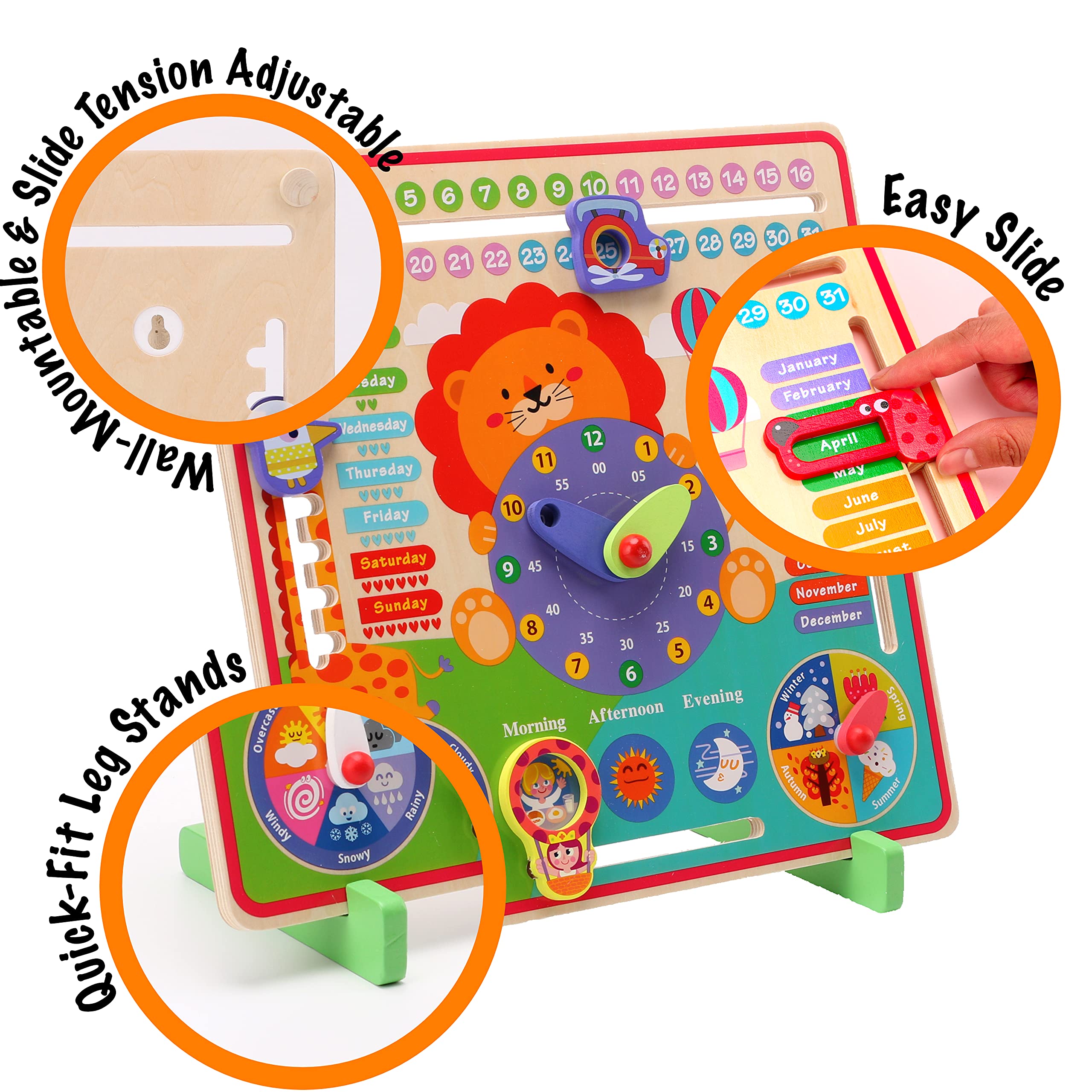Montessori Mama Montessori Toys for Toddlers Learning Clock | Preschool Learning Educational Toys for 3 Year Old + | Kids Calendar & Teaching Clock | Learning & Educational Toys for 4 Year Old