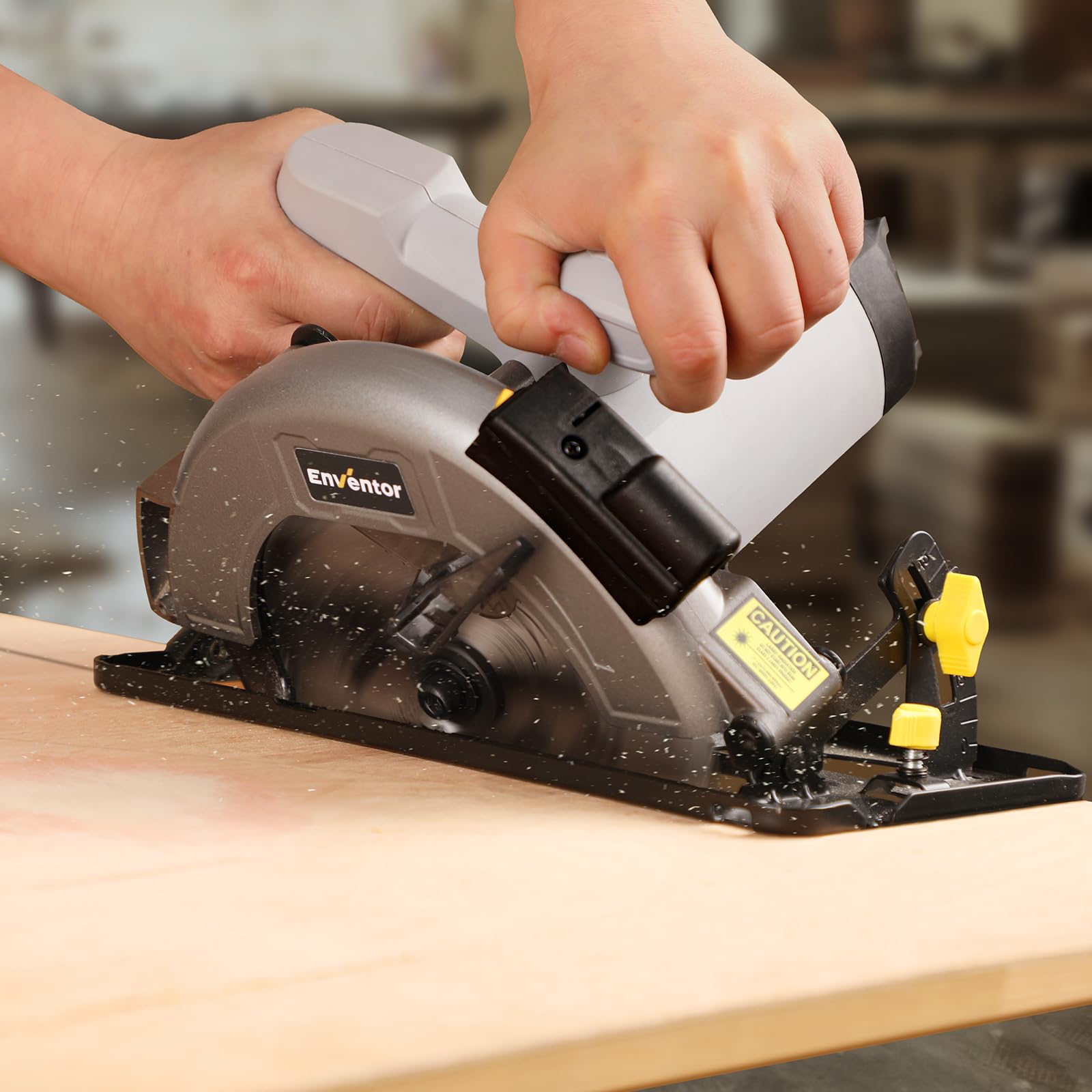 ENVENTOR Circular Saw Corded, 11A Electric Circular Saws 7-1/4-Inch with Laser Guide, 2 Blade Saws (40T/24T), Max Cutting Depth 2-7/16"(90°), 1-13/16"(0°-45°), Single Handed Bevel, 6000RPM