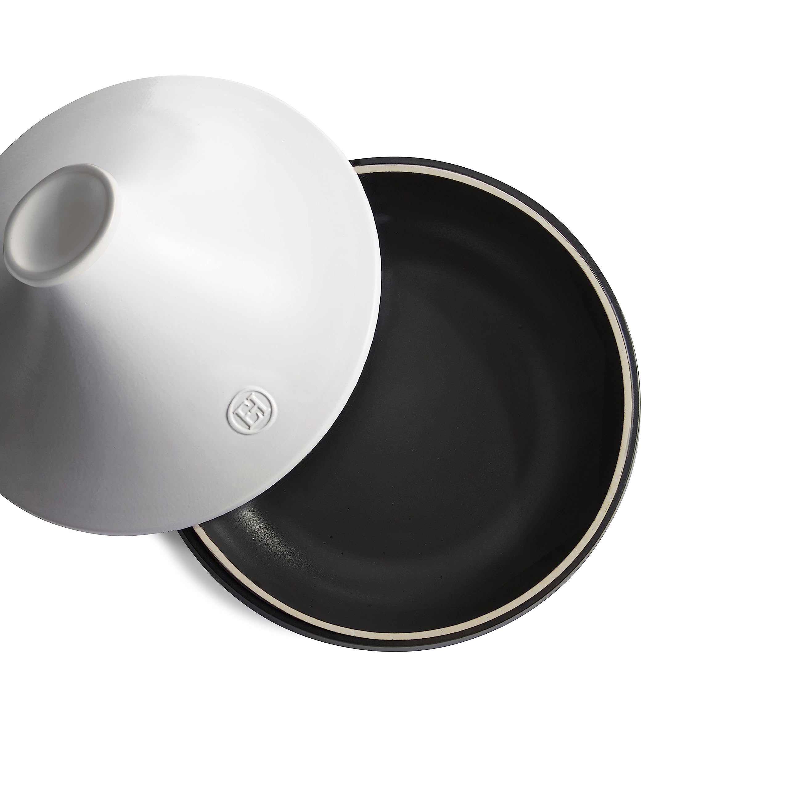 Emile Henry Delight Ceramic Quart Tagine, 2 Qt, Slate|White