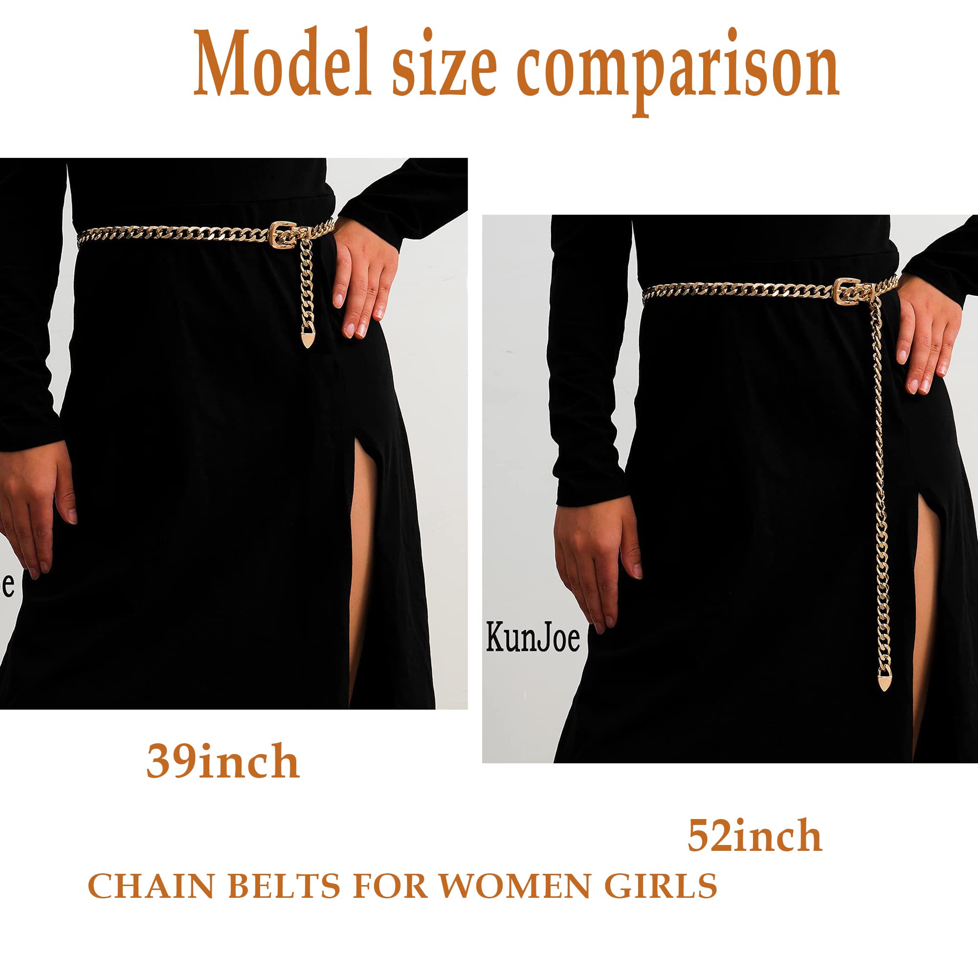 Chain Belt for Women Wasit Chain Belt Chain Chunky Belt Chain Gold Chain Belts(Gold-52inch)