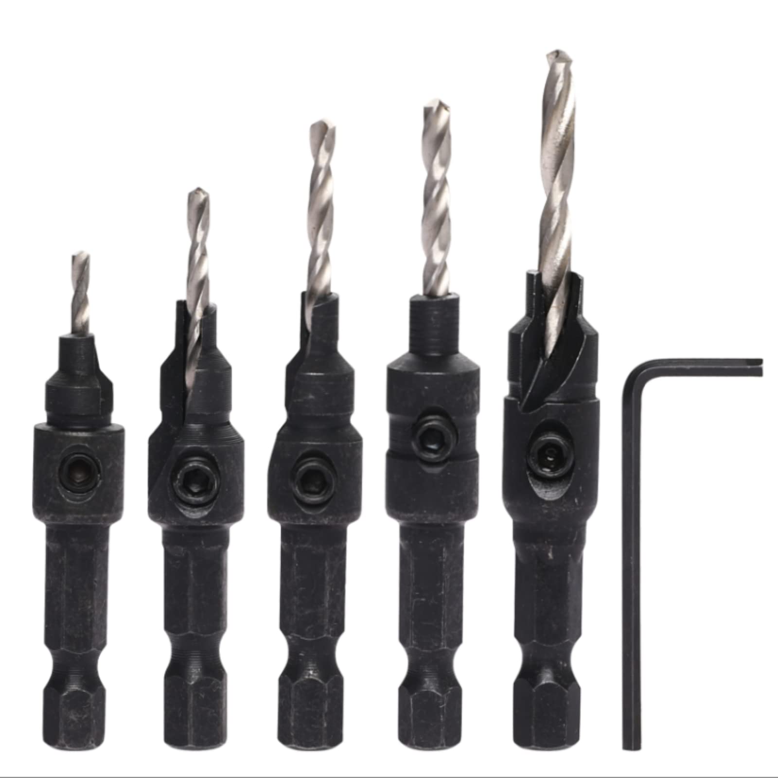 Countersink Drill Bit Set, 6Pcs Counter Sink Drill Bits Counter Sinker Drill Bit Set for Wood, Woodworking Carpentry Countersink Drill Bits