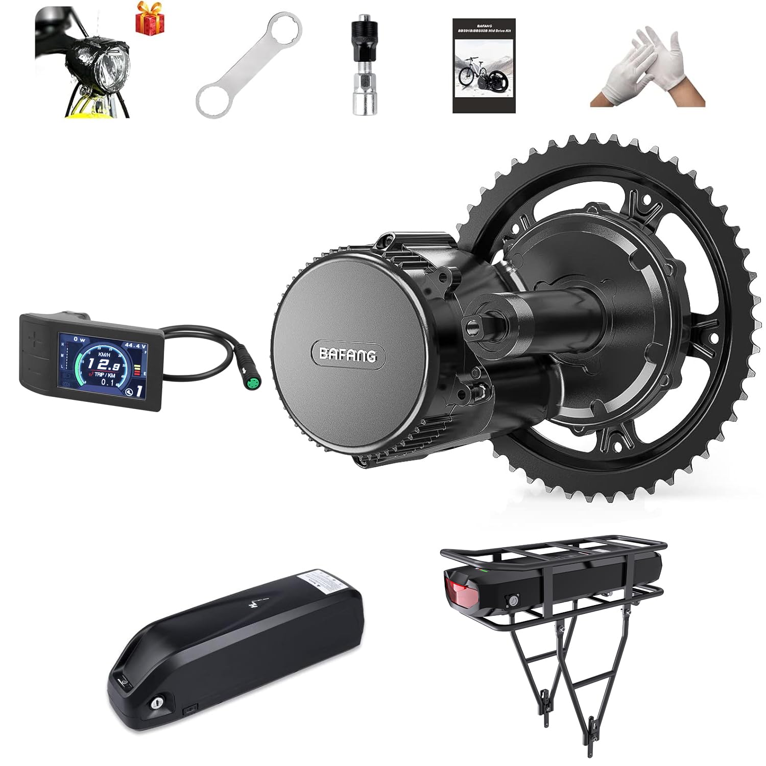 BAFANG BBS02B Mid Drive Kit : 48V 750W BBS02 Mid Motor with 500C Display 36T Chainring, Electirc Bike Conversion Kit for BB 68 73 mm, 8fun Ebike Central Mounted Engine (No Battery)