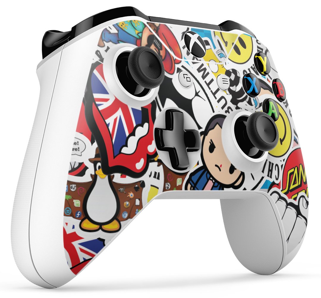 GNG Stickerbomb Skin Decal Sticker Compatible with Xbox One S Console + 2 Controller Skins