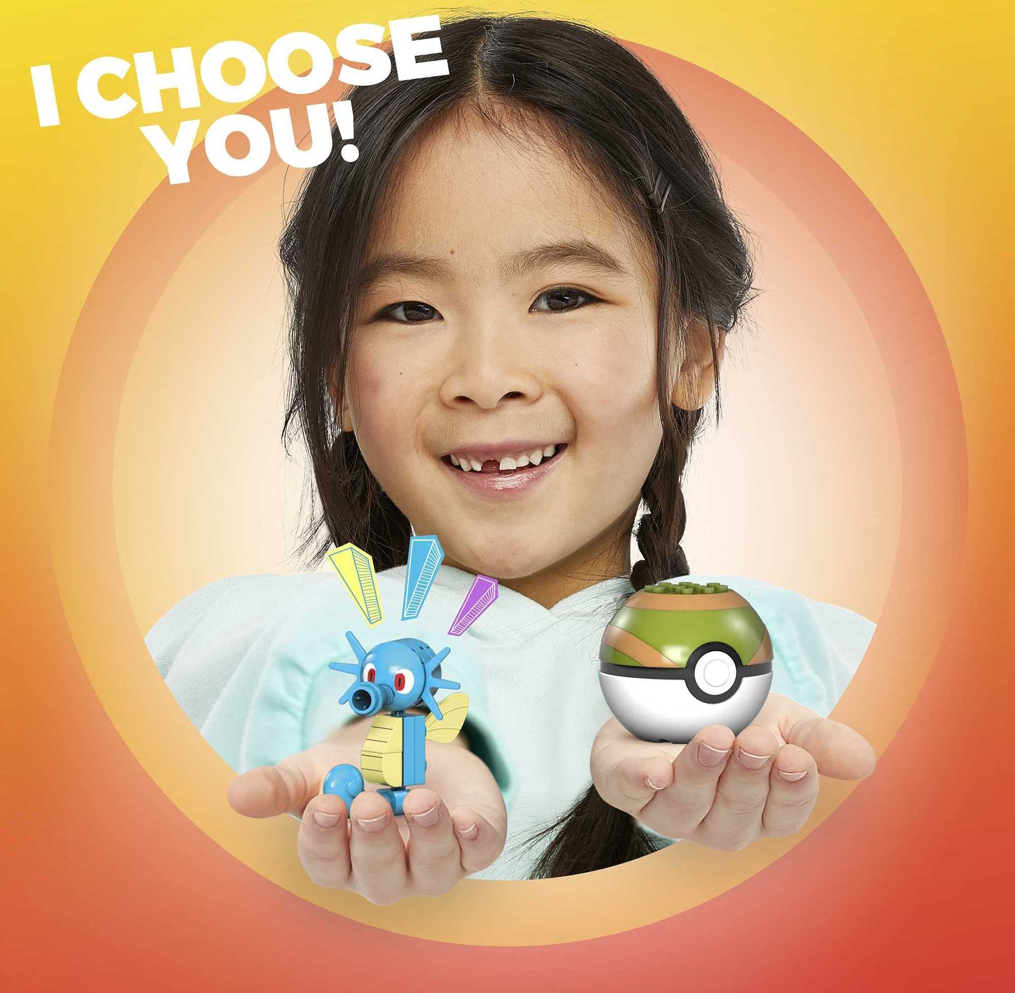 Mega Construx Pokemon Horsea Construction Set with Character Figures, Building Toys for Kids (19 Pieces)