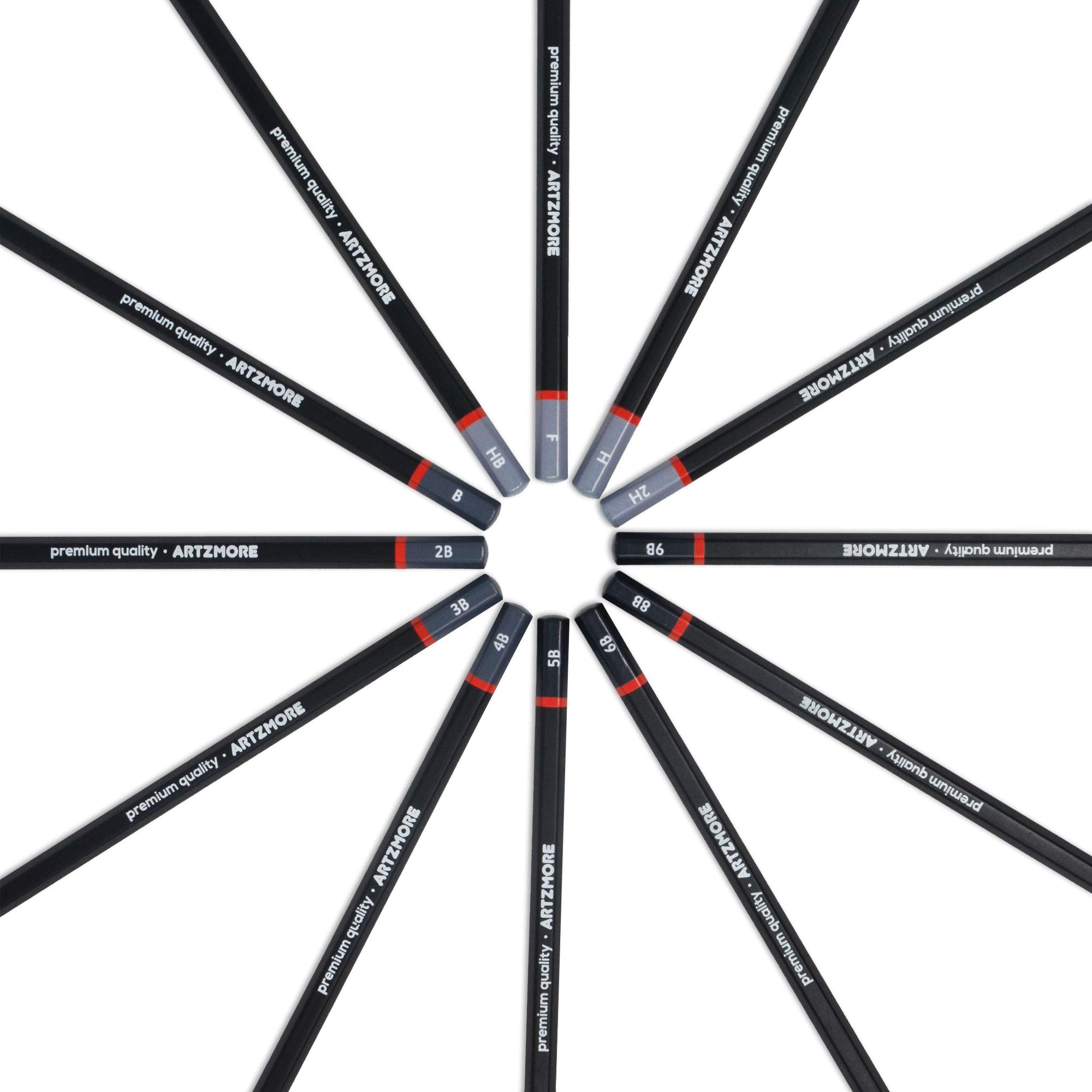 Artzmore Drawing Pencils Set - 12 Piece Sketching Pencils, Graphite Pencils, Shading Pencils for Sketching, Art Pencils for Drawing and Shading, Sketch Pencils for Drawing, Drawing Pencils for Artists
