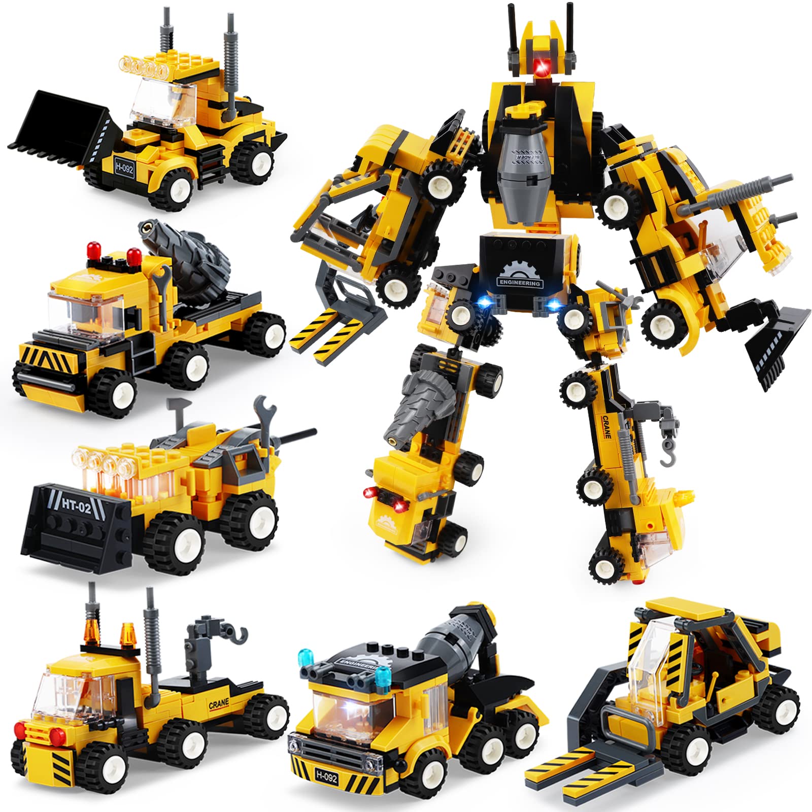 MOONTOY 718Pcs STEM Toys Building Blocks, Educational Robot Building Toys Engineering Construction Vehicle Truck DIY Building Kit Gifts for Preschool Kids Boys Girls 6 7 8 9 10 11 12 13 14 Years Old