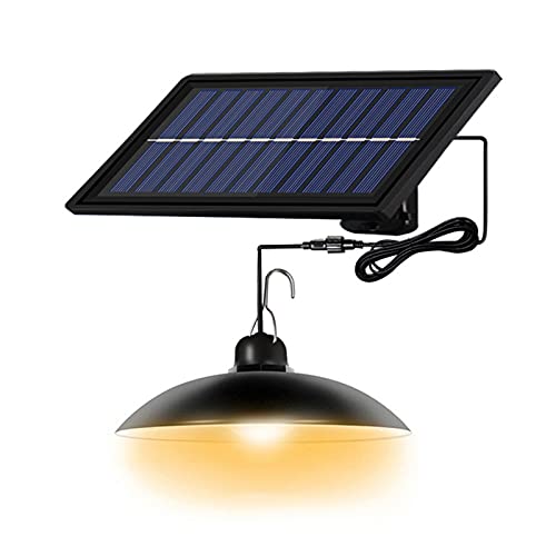 LAPUTA Outdoor Solar Light - Energy Saving ABS Waterproof Ceiling Lamp Remote Control 18 Hrs Lighting Single Double Head Solar Lamp for Home Garden Garage (Warm White Single-Head)