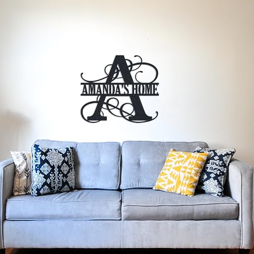 Badger Steel USA - Alphabet Split Wall Decor - Metal Wall Art - 18" X 18" - Black
