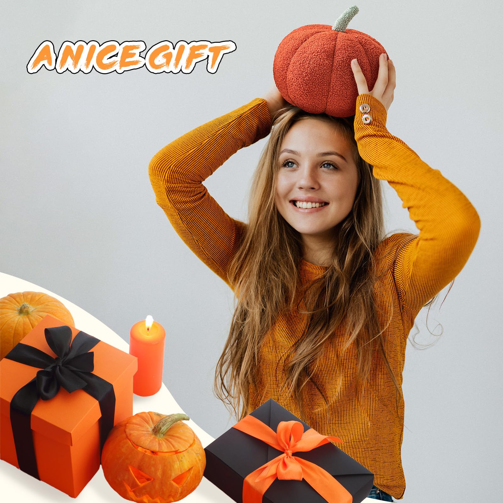 Eoieov Fall Pumpkin Decoration Pillows for Bed Sofa Plush Pumpkin Pillows Halloween Decorations for Home Couch Car and Bedroom Playroom,Caramel,11"