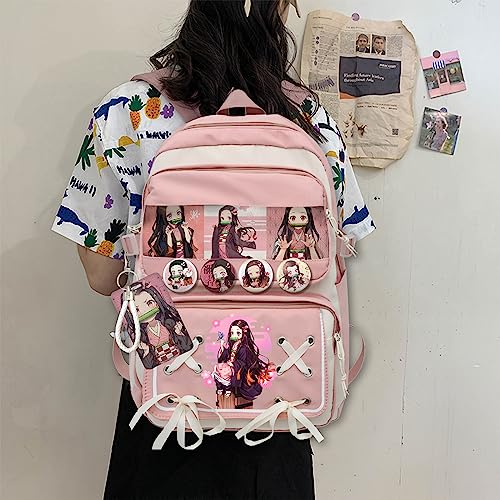 arwpzud Cartoon Teenage Girls Backpack with Cute Accessories, Ita Bag Middle School Backpack Students Bookbag 21L Casual Daypack