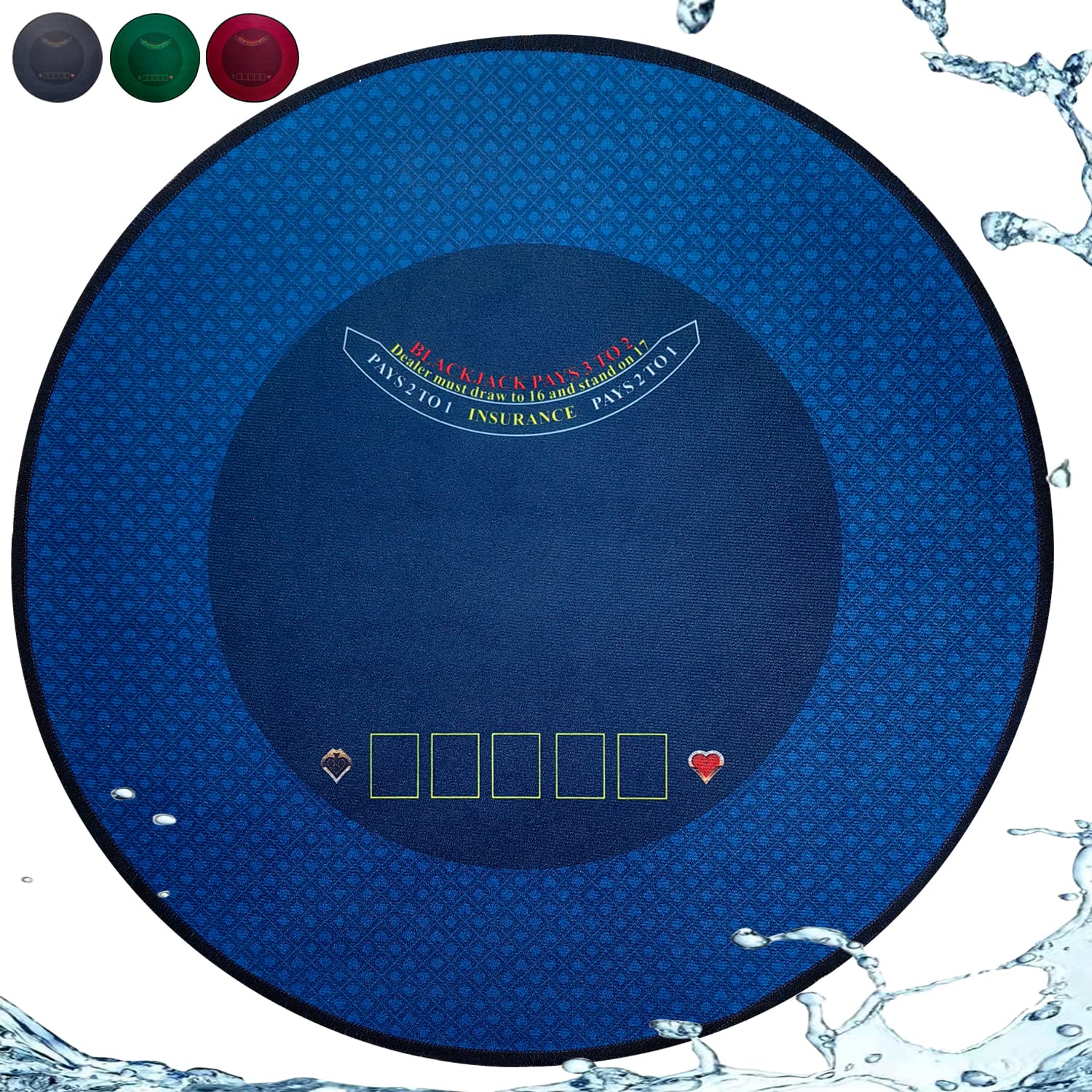 BWLOKXUN 58 x 58 Texas Hold'em and Blackjack Table Felt, Portable Foldable Texas Hold'em and Blackjack Layout