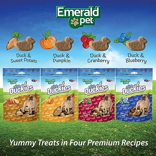 Emerald Pet Little Duckies Crunchy Natural Roasted Duck Dog Treats, Made in USA