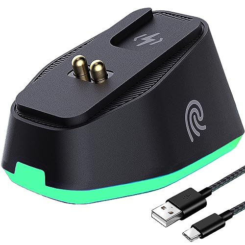 Charging Dock for Razer Gaming Mouse Naga pro Basilisk Ultimate Viper Ultimate DeathAdder V2 Pro Magnetic Black Charger Dock RGB Lights Type-C Charging Cable Anti-Slip Base