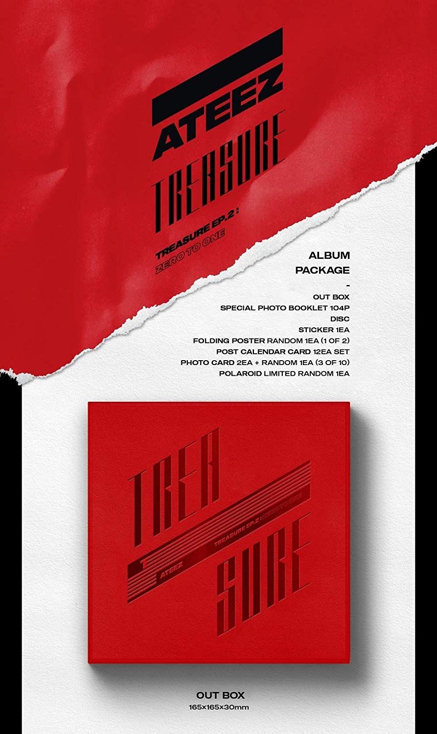 ATEEZ - TREASURE EP.2 ZERO TO ONE Album CD+Photo Booklet+Folding Poster+Photo Card