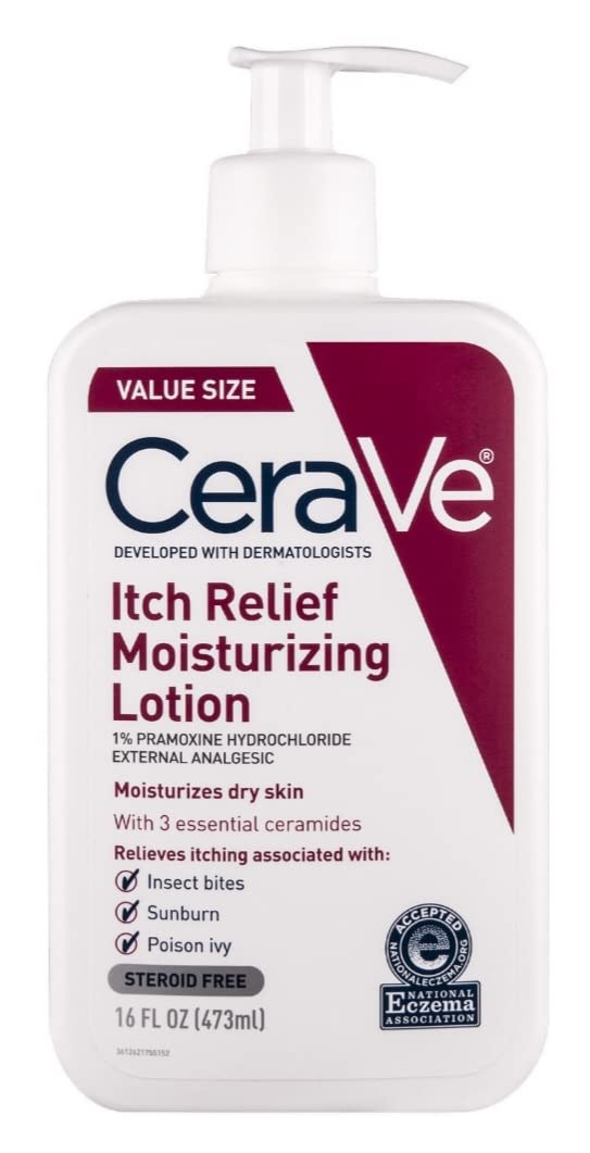 CeraVe Itch Relief Moisturizing Lotion Value Size Bundle - Pack of 2 Bottles - 16 fl oz Per Bottle - 32 fl oz Total - Moisturizes Dry Skin - Steroid Free CeraVe Itch Relief