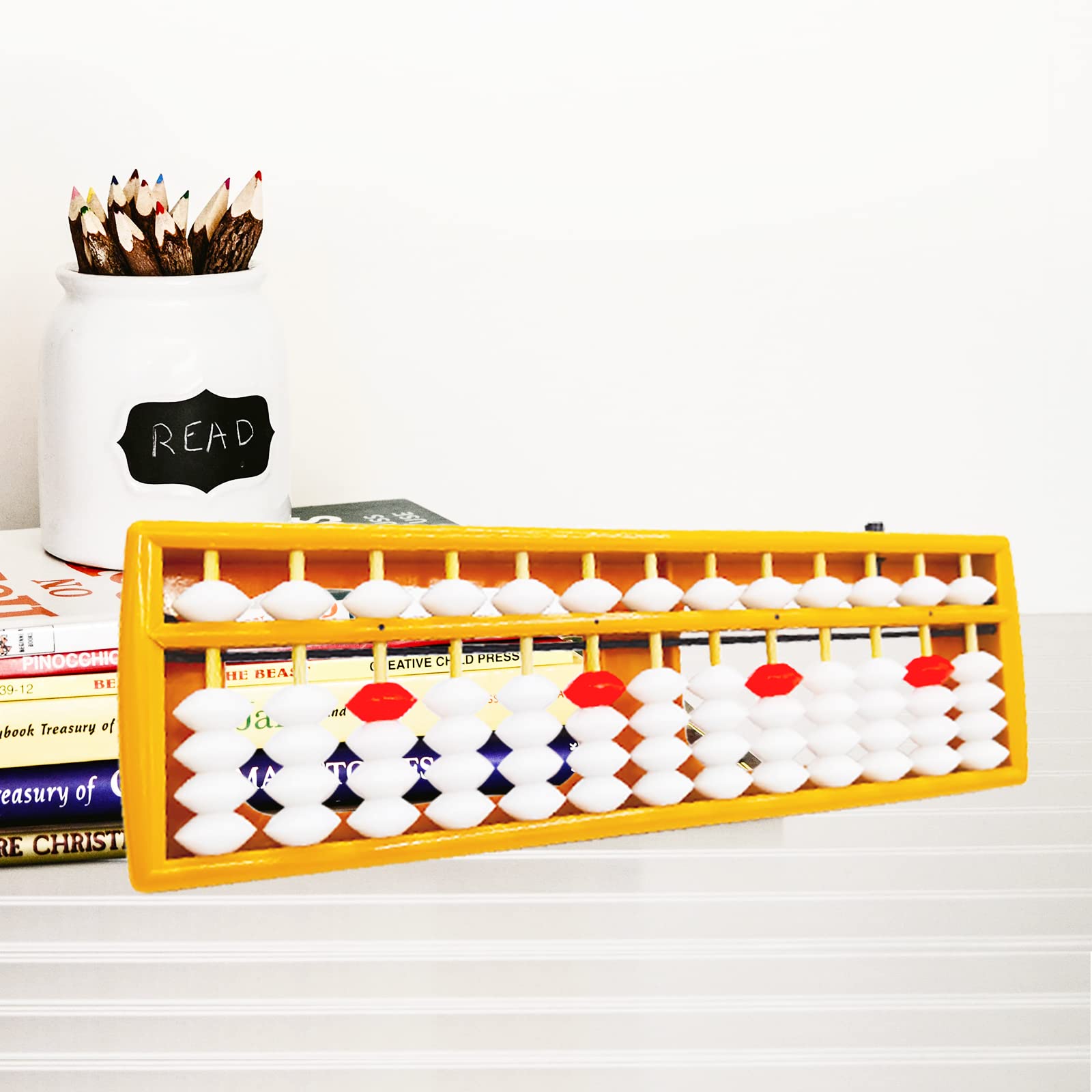 DMHMXZ Abacus,Soroban, Abacus for Adults, Professional 13 Column Abacus for Math with Reset Button,Digits and Educational Learning Tool (9.8 inch)
