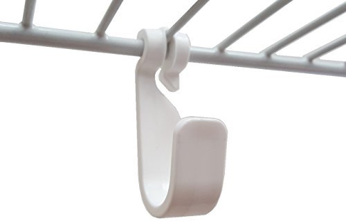 Snap on Hook, Box of 8 White Hooks for Accessories, Belts, Scarves, Clothes & Jewelry. Add-On Hook for Wire Shelves in Closets. Easy Installation in Back Against The Wall, Package of 8.