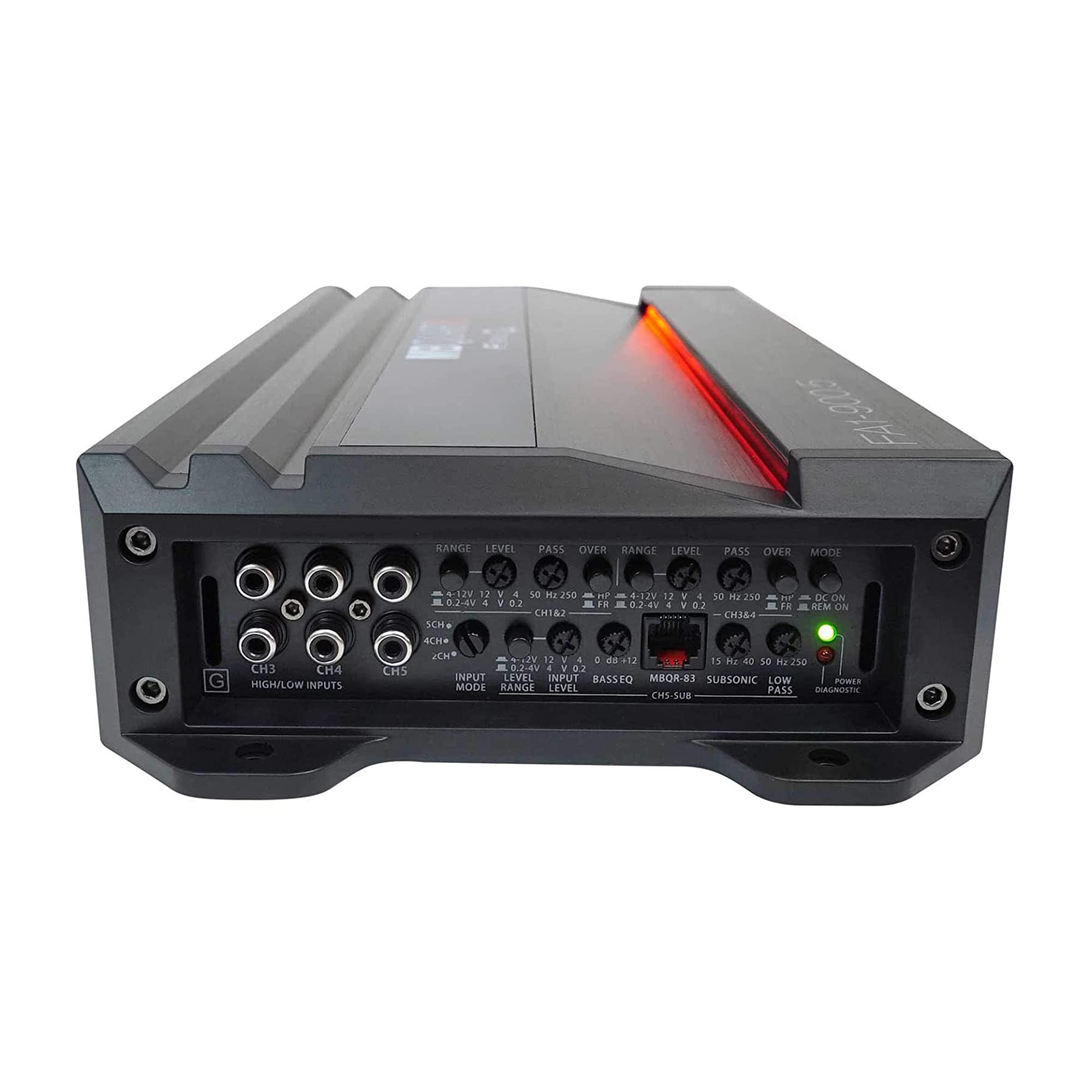 MB Quart FA1-900.5 5 Channel Car Audio Amplifier (Black) - Class SQ Amp, 900-Watt, Variable Electronic Crossover, LED System Protection, Heavy Duty Connections, Bass Remote Included