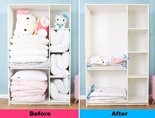 Vacuum Storage Bags Space Saving Bags for Comforters Clothes Pillow Bedding Blanket Storage, Double Zip Lock Seal & Leak Valve, Free Travel Hand Pump Included (4 Pack Medium - 28 * 20 inches)